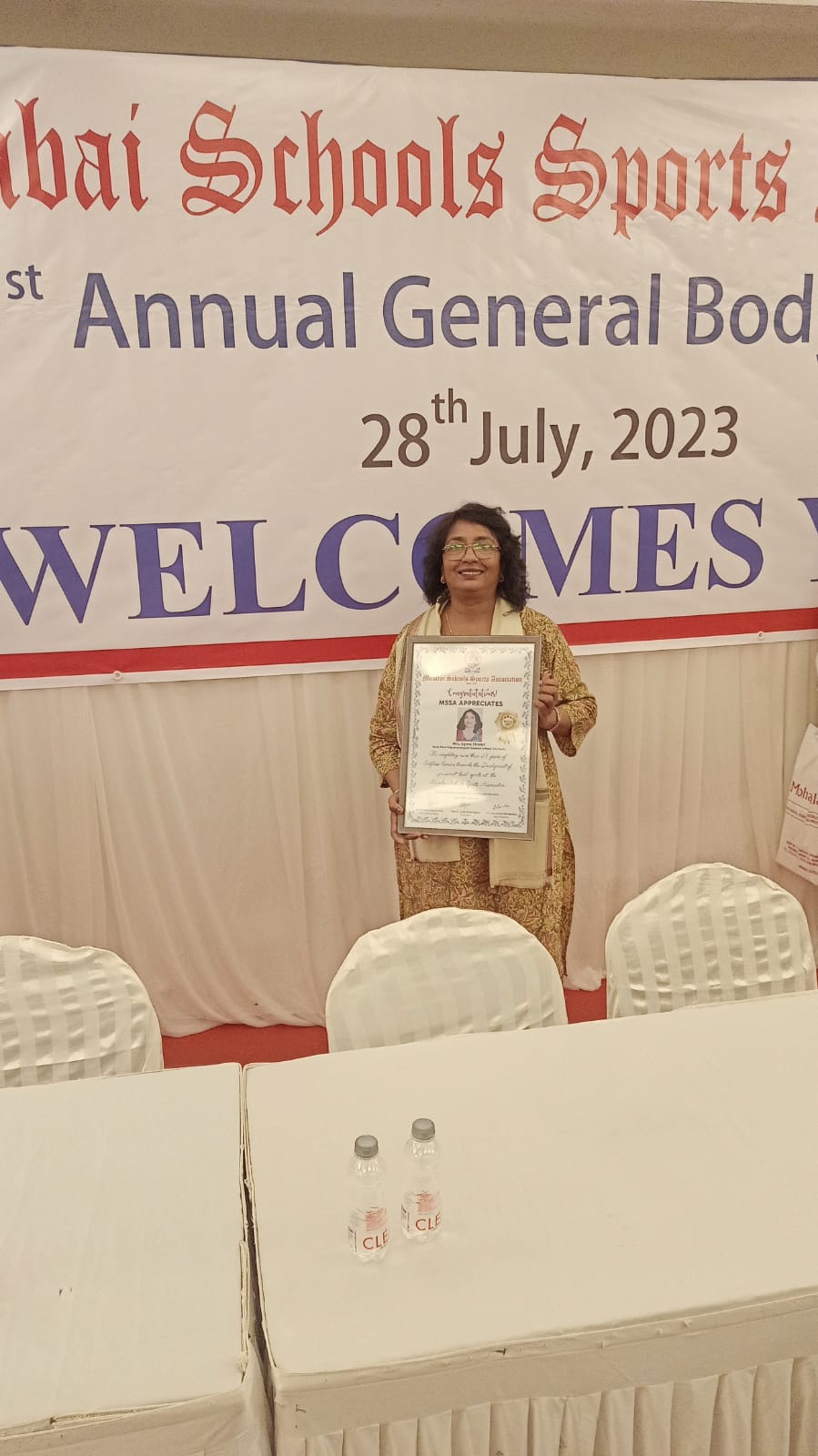 Agnes Shastri (PT Teacher) awarded the Certificate for Appreciation for ...