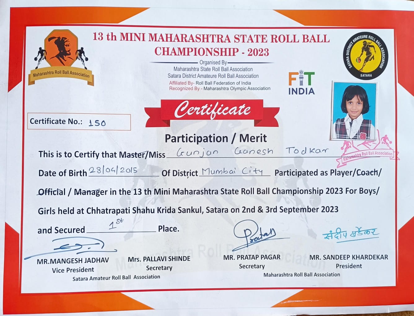 Gunjan Todkar shines in 13th Mini Maharashtra State Roll Ball ...